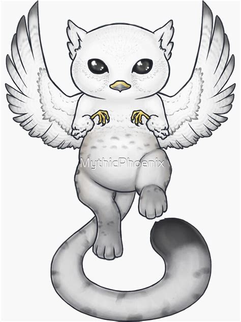 Chibi Snow Gryphon Sticker For Sale By Mythicphoenix Redbubble