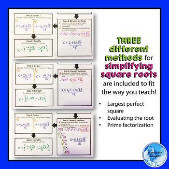 Solving Quadratic Equations By QUADRATIC FORMULA Flowchart Graphic Organizer Quadratics