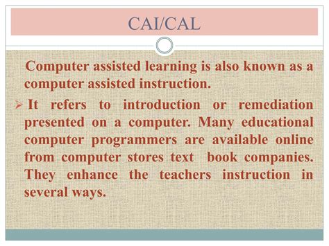 Computer Assisted Instruction Cai Or Computerpptx Education