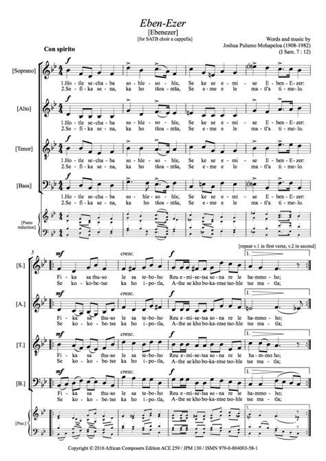 Joshua Pulumo Mohapeloa African Composers Edition