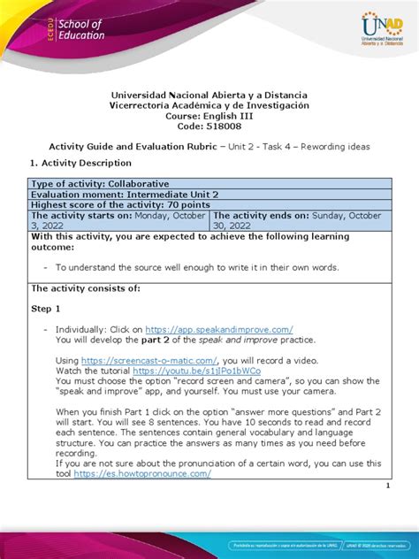 Activity Guide And Evaluation Rubric Unit 2 Task 4 Rewording