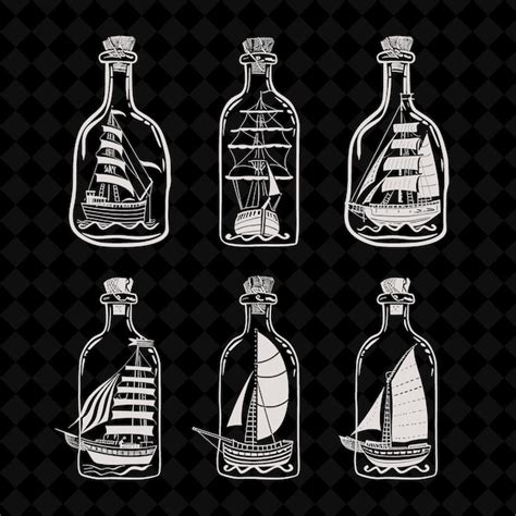 Premium Psd A Set Of Bottles With A Ship On The Label