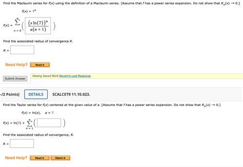 Solved Find The Maclaurin Series For F X Using The Chegg Com