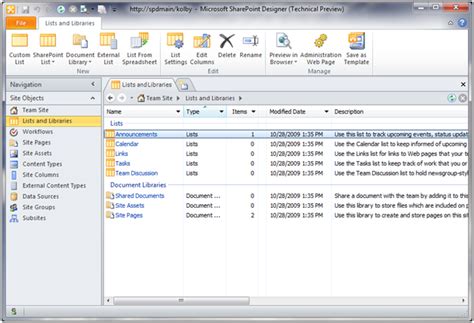 Microsoft Sharepoint Designer Ekran Görüntüsü Gezginler