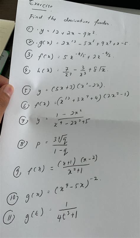 Solved Find The Derivatives Function 1 Y122x−7x3 2