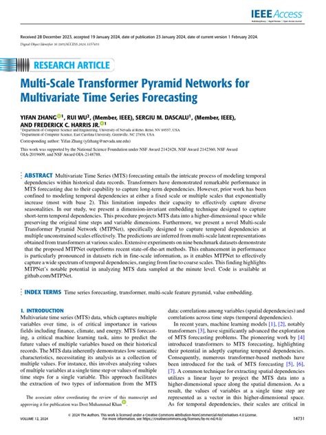 Multi Scale Transformer Pyramid Networks For Multivariate Time Series