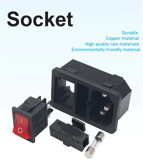 IEC C AC Inlet Power Socket With Switch Fuse Holder