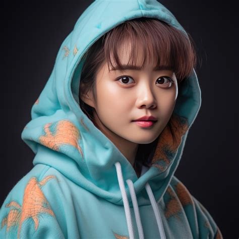 Premium Ai Image A Girl With A Blue Hoodie Premium Ai Image A Girl With A Blue Hoodie