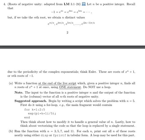 Solved Roots Of Negative Unity Adapted From Lm 31 24