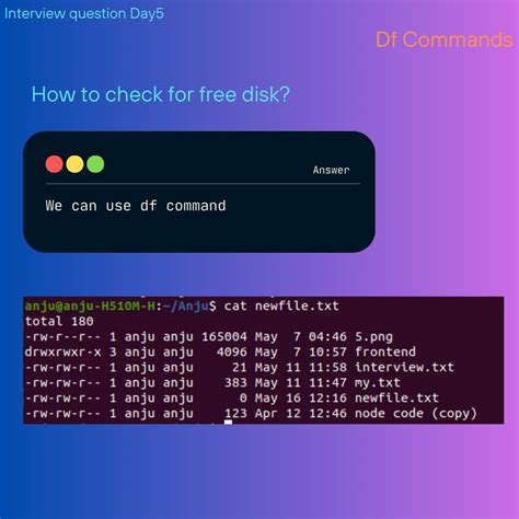 anju yadav on linkedin how to check for free disk we can use df command