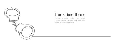 하나의 연속 선 그리기에 수갑 간단한 선형 스타일의 경찰 정의와 감옥 감옥 개념의 상징 편집 가능한 스트로크가있는 진정한 범죄 템플릿 배너 낙서 벡터 일러스트 레이 션