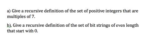 solved a give a recursive definition of the set of positive
