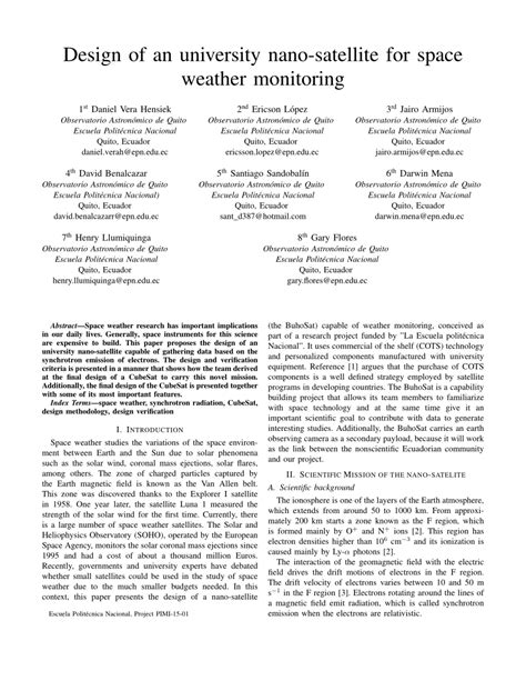 Pdf Design Of An University Nano Satellite For Space Weather Monitoring Accepted 2019 7 10 By