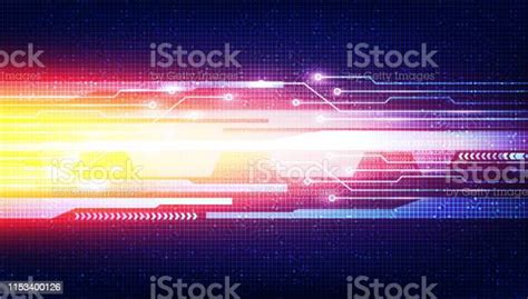 미래 배경 속도 및 연결 개념 디자인 벡터 일러스트 레이 션에 네트워크 기술을 가진 빛 미래 디지털 회로 0명에 대한 스톡 벡터 아트 및 기타 이미지 Istock