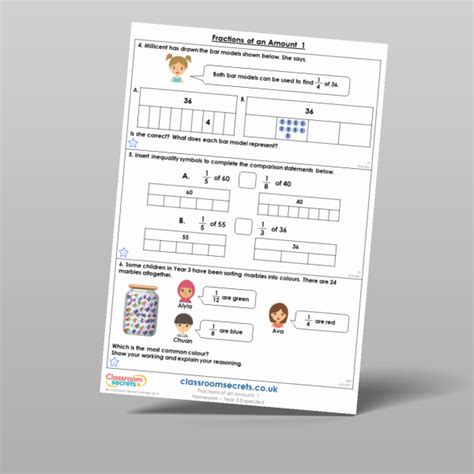 Year 3 Fractions Of An Amount 1 Homework Resource Classroom Secrets