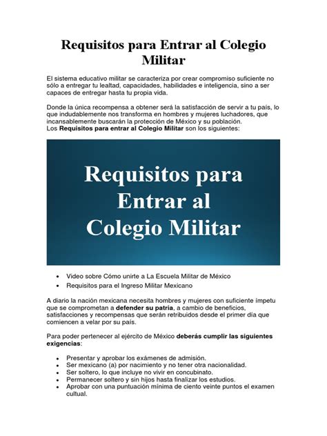 Requisitos Para Entrar Al Colegio Militar En México Pdf México