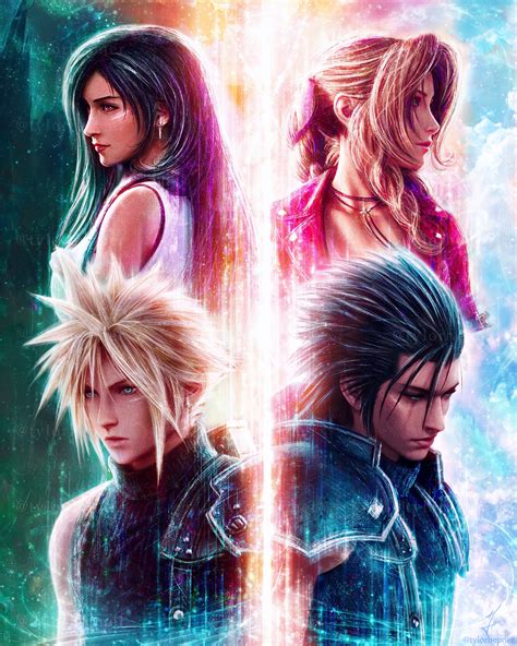 Tifa Lockhart Cloud Strife Aerith Gainsborough And Zack Fair Final