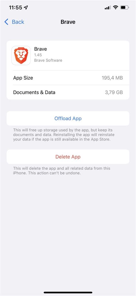 Brave For Ios Taking Too Much Space Rbrave