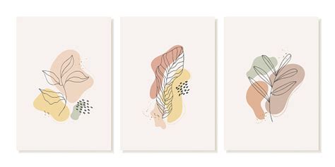 손으로 그린 식물이 있는 미니멀리스트 추상적인 배경 현대 미적 삽화입니다 벽 장식 엽서 포스터 브로셔를 위한 보헤미안 스타일 벡터 0명에 대한 스톡 벡터 아트 및 기타