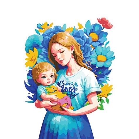 تصویر شیردهی شیر دادن مادر به نوزاد با سینه با پس زمینه طبیعت و برگ تصویر وکتور مفهومی به سبک