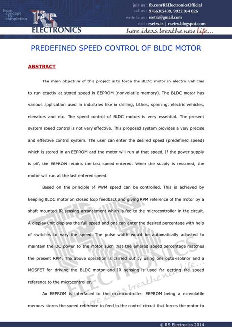 PDF PREDEFINED SPEED CONTROL OF BLDC MOTOR SPEED PREDEFINED SPEED CONTROL OF BLDC MOTOR