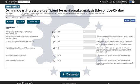 calculation of mononobe okabe earth pressure coefficient