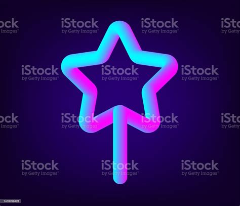 보라색 배경에 분홍색과 파란색 그라데이션이 있는 마술 지팡이의 3d 모양 0명에 대한 스톡 벡터 아트 및 기타 이미지 0명 디자인 마술 지팡이 Istock