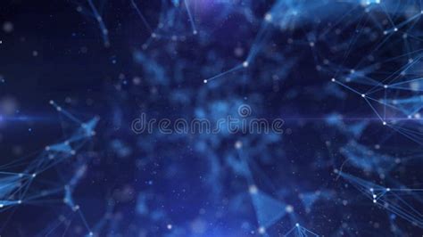 Abstract Digital Low Poly Data Network Flowing Seamless Loop 4k Motion On Blue Background Stock