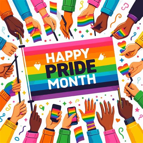 Premium Vector Happy Pride Month With Lgbt Flag Concept Flat Illustration