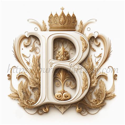 Digital Download Letter B Crown On Whitish Background Alphabet