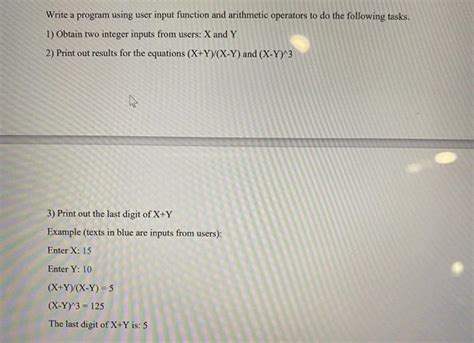 Solved Write A Program Using User Input Function And
