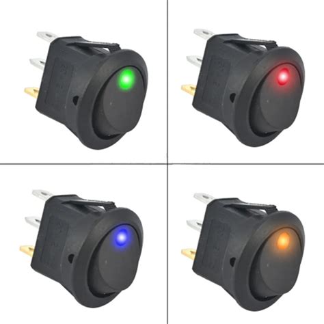 SPST Switch Pins ON OFF Rocker Switch V Led Rocker Switch Led Dot Light LED Illuminated Car