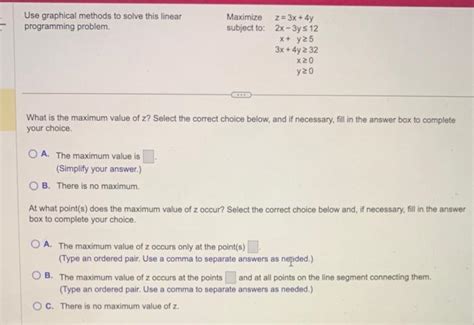 Solved Use Graphical Methods To Solve This Linear