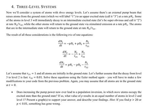 Solved THREE LEVEL SYSTEMS Now We Ll Consider A System Of Chegg