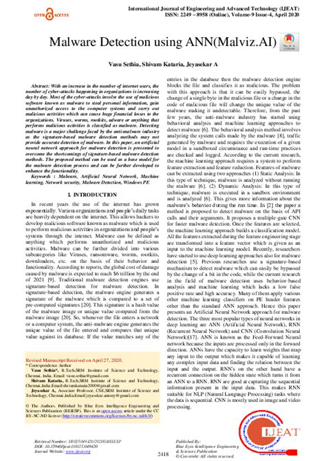 pdf malware detection using ann malviz ai