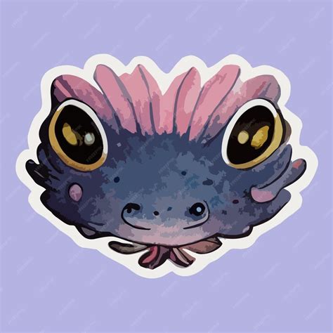 귀여운 Axolotl 수채화 그림 스티커 Kawaii Axolotl 그림 클립 아트 프리미엄 벡터