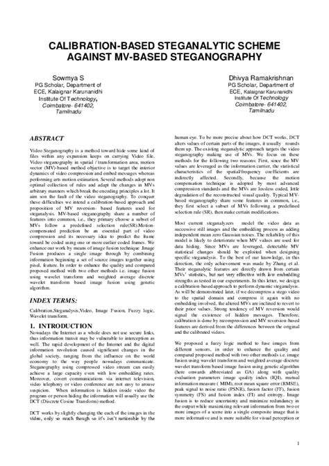 Pdf Calibration Based Steganalytic Scheme Against Mv Based Steganography