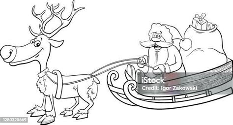 ซานตาคลอสบนเลื่อนกับหน้าหนังสือระบายสีกวางเรนเดียร์ ภาพประกอบสต็อก ดาวน์โหลดรูปภาพตอนนี้ Istock