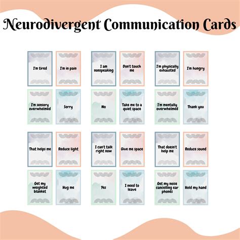 Neurodivergent Communication Cards Pastel Etsy