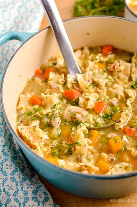 Chicken Vegetable Pasta Soup Slimming Eats Slimming World Recipes