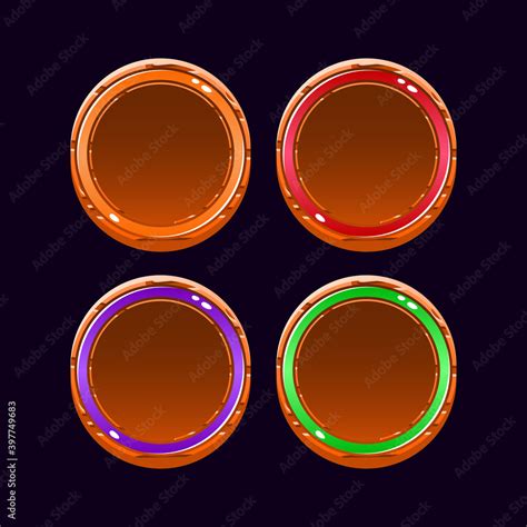 Funny Gui Colorful Rounded Wooden And Jelly Frame Border Template For Game Ui Asset Elements