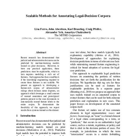 Scalable Methods For Annotating Legal Decision Corpora Acl Anthology