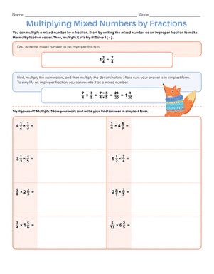 Multiplying Mixed Numbers By Fractions Worksheet Education Com Worksheets Library