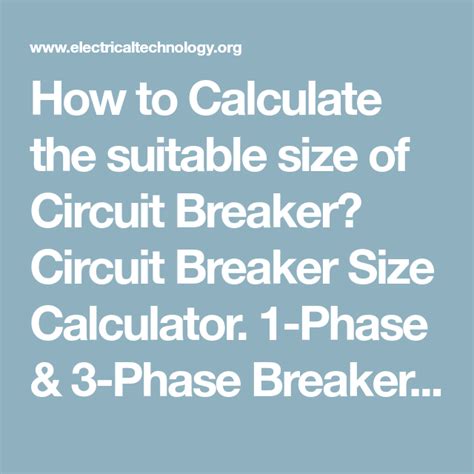 Properly Size Your Circuit Breaker With Our Calculator