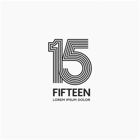 15 Number Fifteen Multi Line Style Modern Logotype Number 15 Geometric