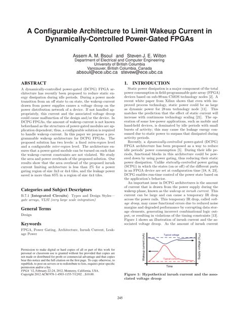 Pdf A Configurable Architecture To Limit Wakeup Current In Dynamically Controlled Power Gated