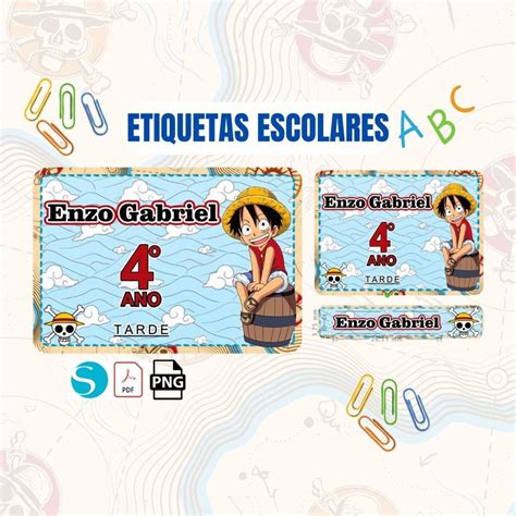 Arquivo De Corte Etiqueta Escolar One Piece Elo7