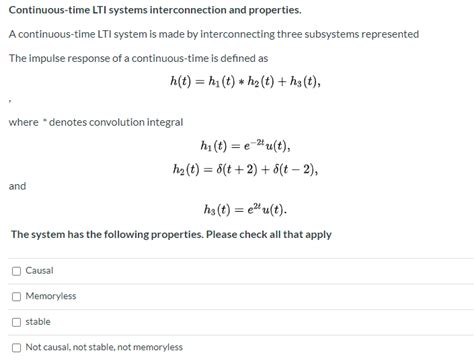 Solved Continuous Time Lti Systems Interconnection And