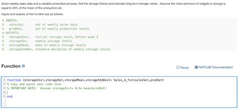 Solved Given Weekly Sales Data And A Variable Production Chegg