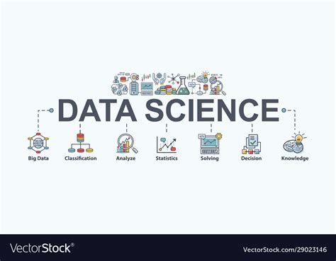 Data Science Banner Web Icon For Computer Vector Image